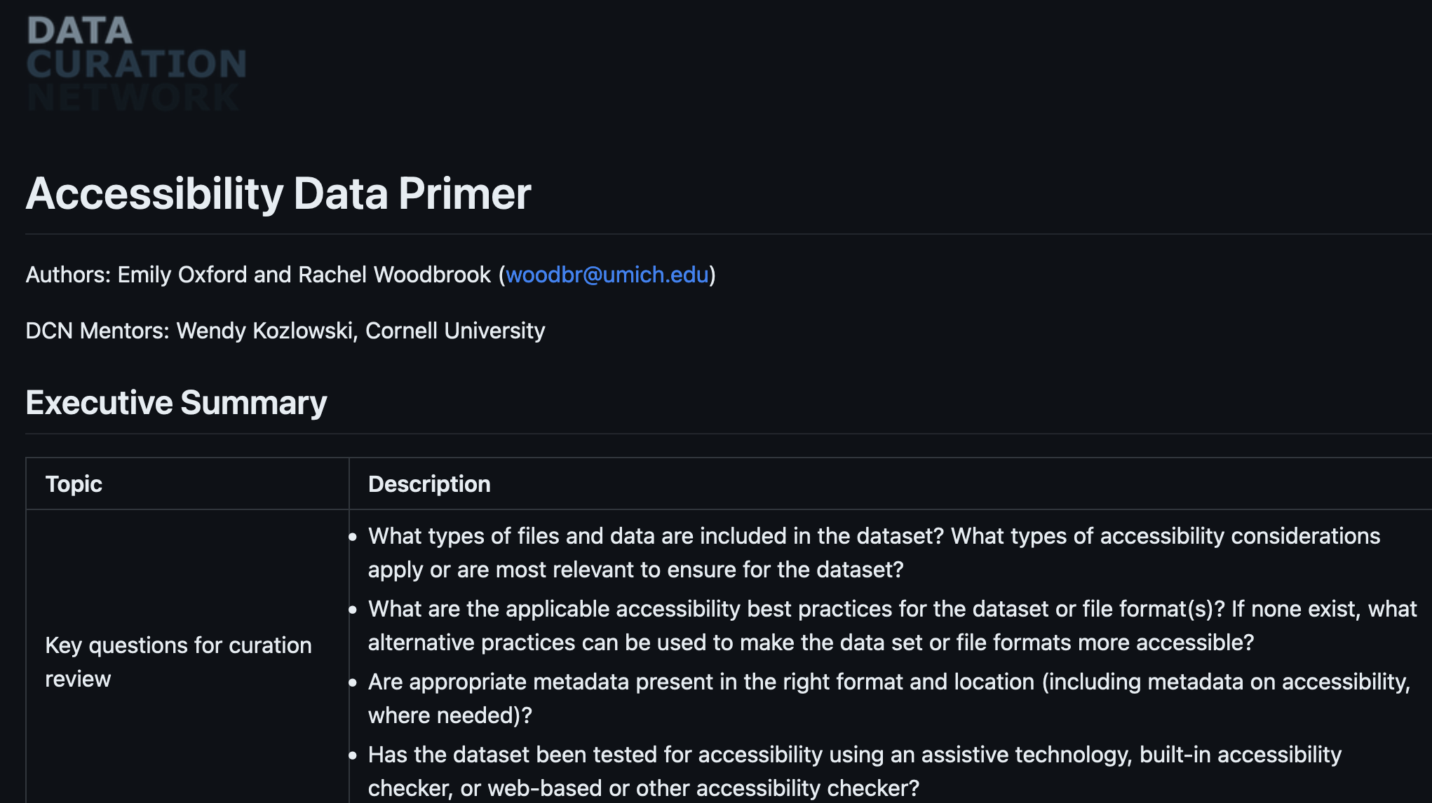 Newly released: Data Curation Primer on Data Accessibility